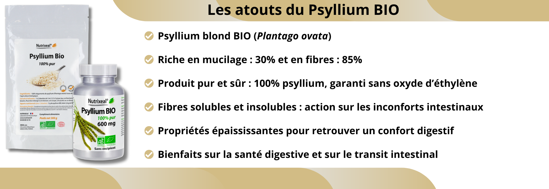Psyllium BIO - Plantago ovata Bio en gélules ou en téguments